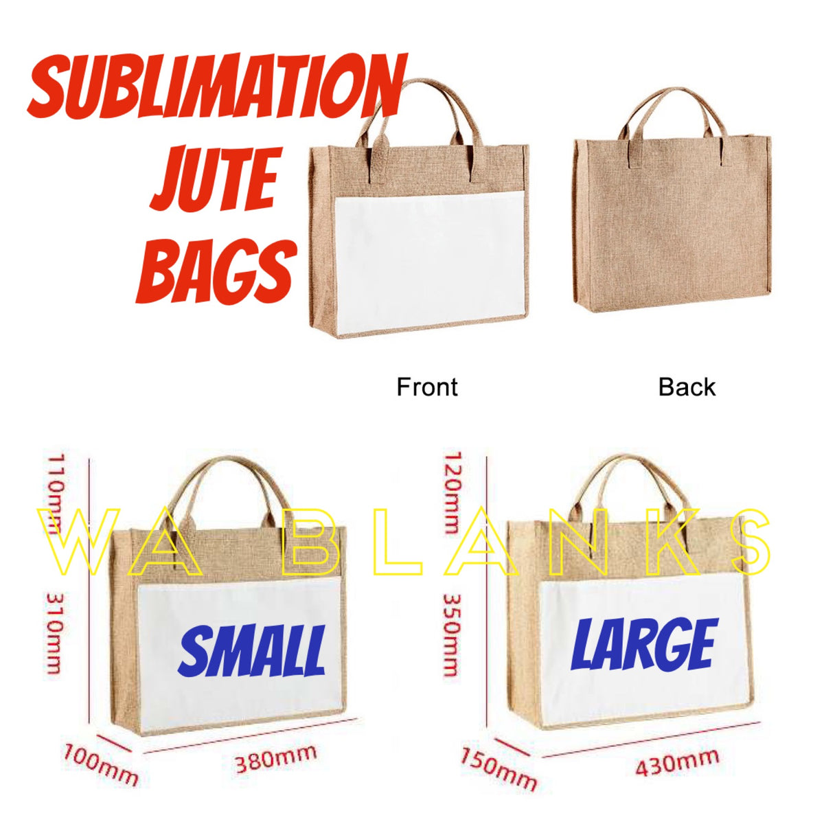 Sublimation JUTE TOTE BAG – WA Blanks